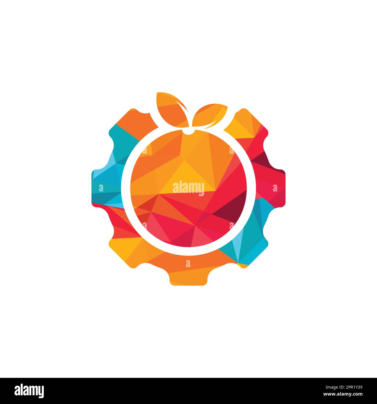 Gear with fresh orange logo design. Cog wheel and fruit vector icon ...