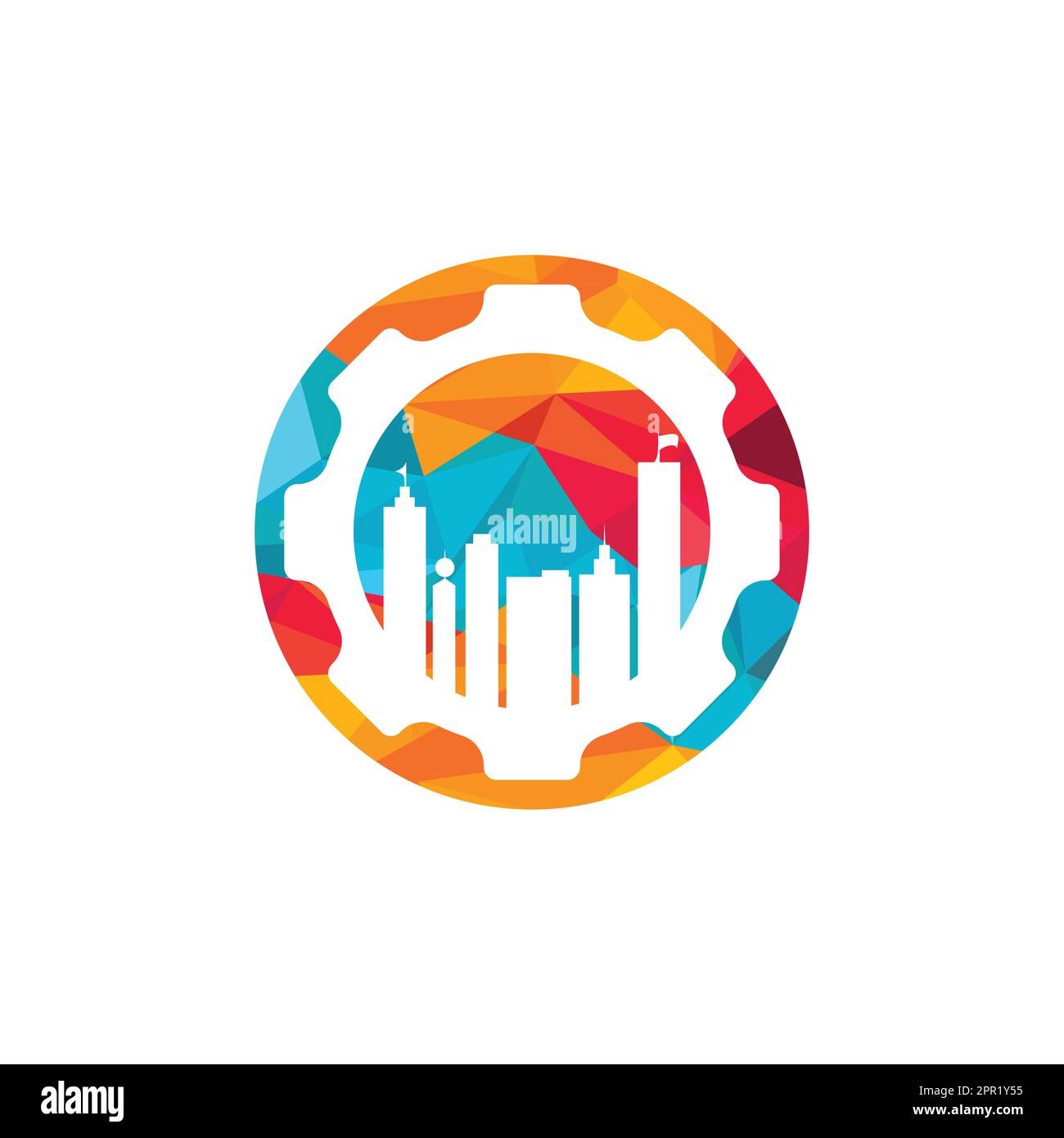 Gear building vector logo design. Building maintenance logo design ...