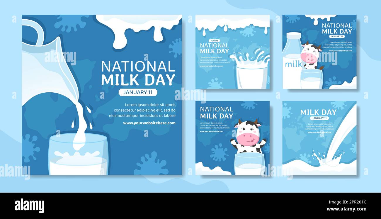National Milk Day Social Media Post Flat Cartoon Hand Drawn Templates ...