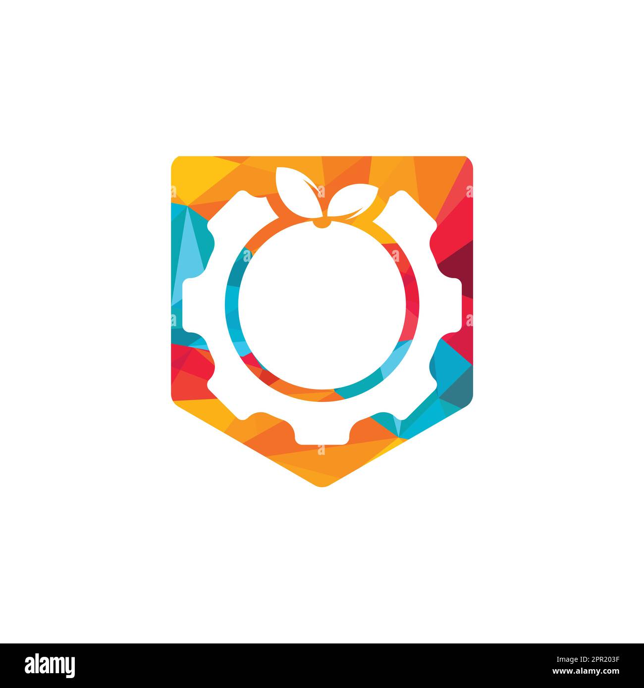 Gear with fresh orange logo design. Cog wheel and fruit vector icon ...