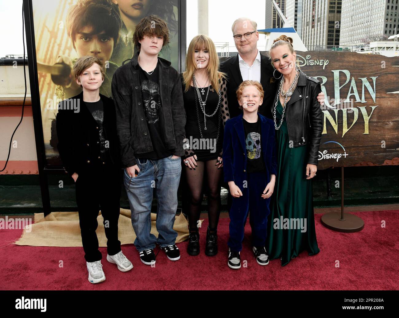 Actor Jim Gaffigan poses with his wife Jeannie Gaffigan and their ...