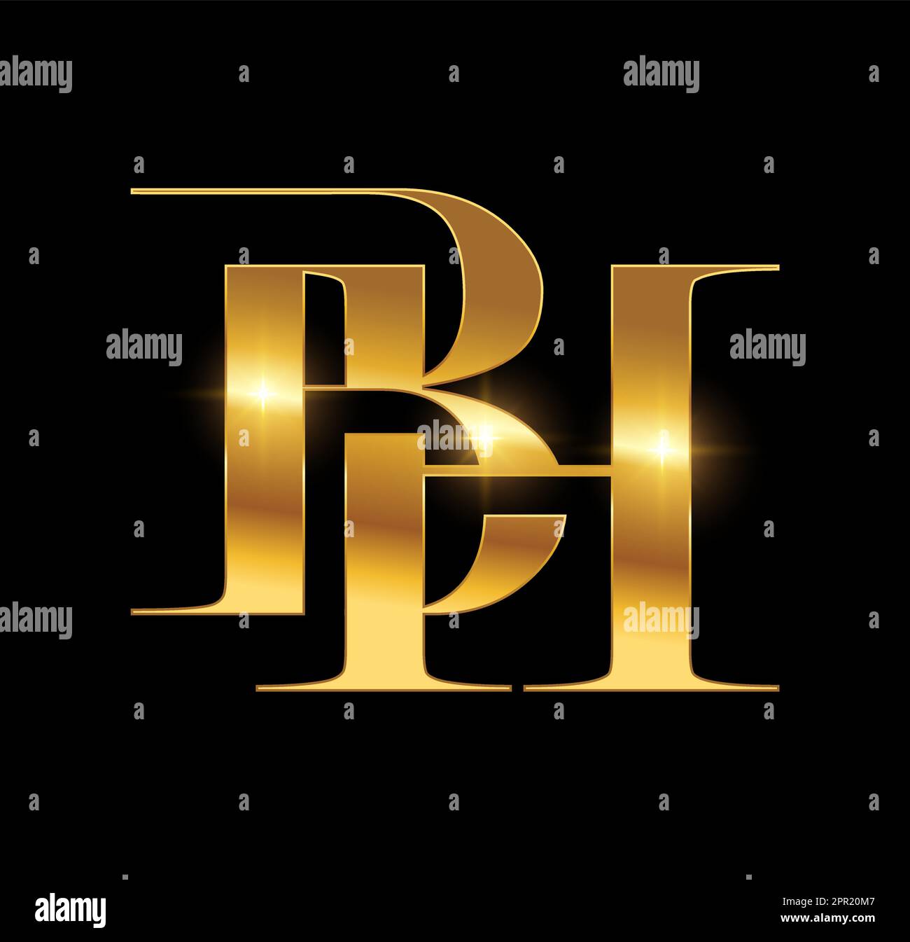 Golden Monogram Logo Initial Letters BH Stock Vector Image & Art - Alamy