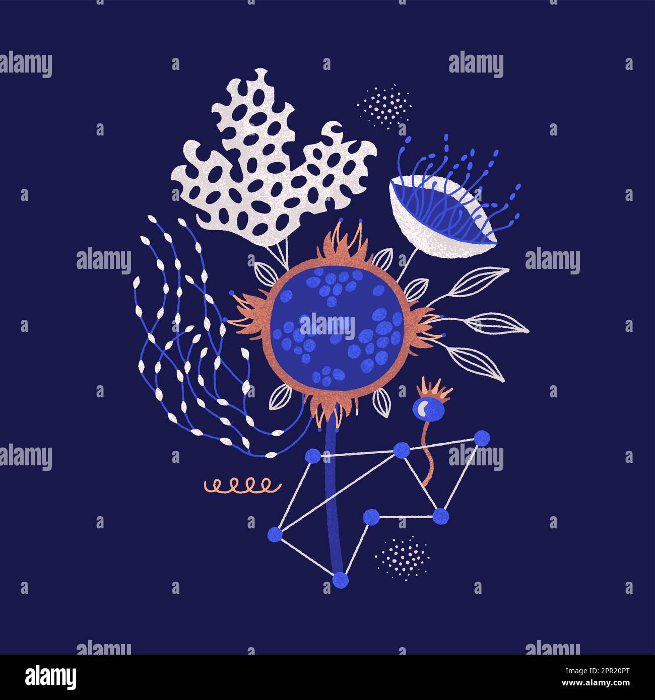 Cosmic bouquet of mysterious witch night flowers. Floral design with ...