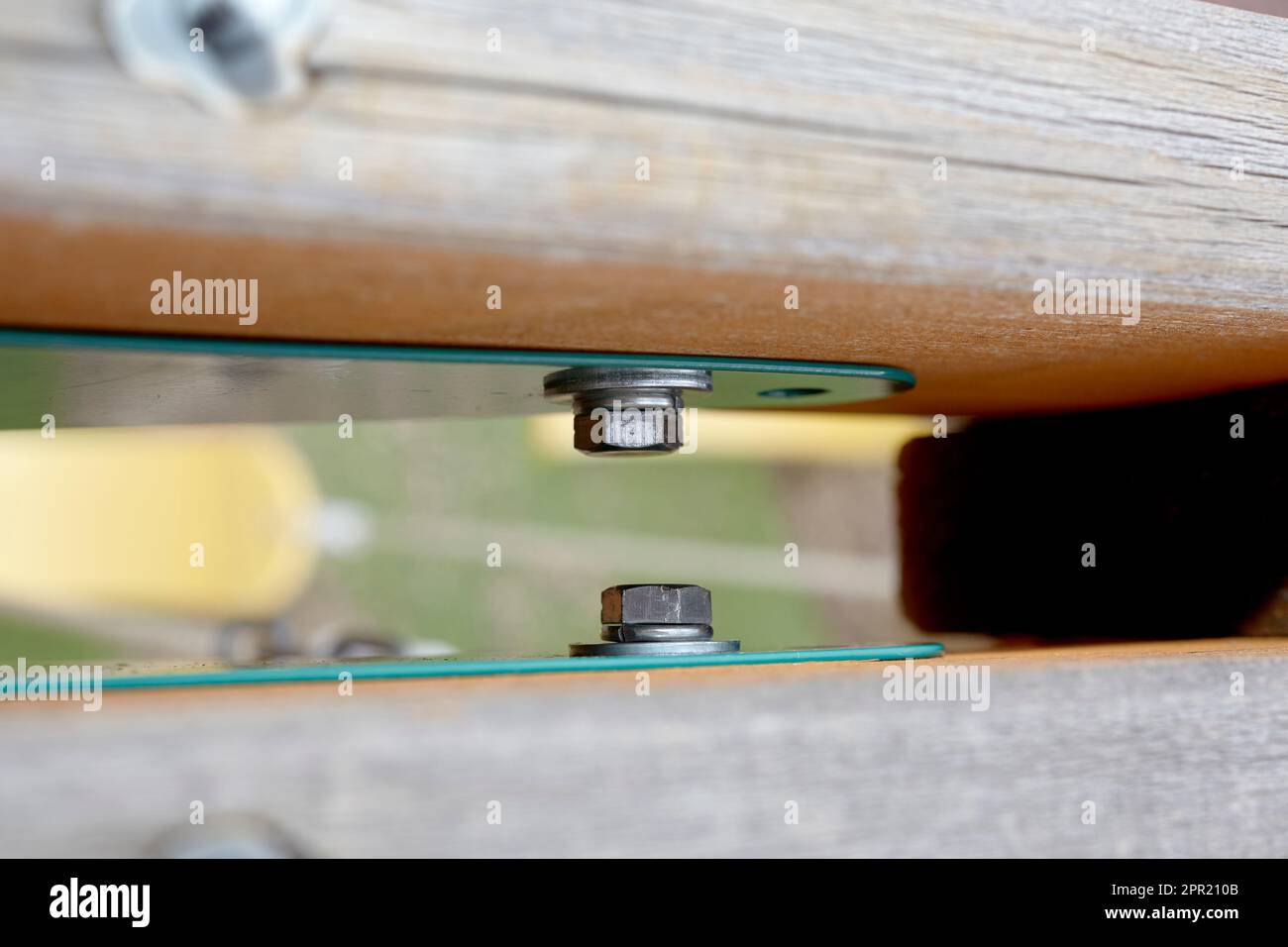 Close up of a Hex nut and bolt on a Child's Swing set Stock Photo - Alamy