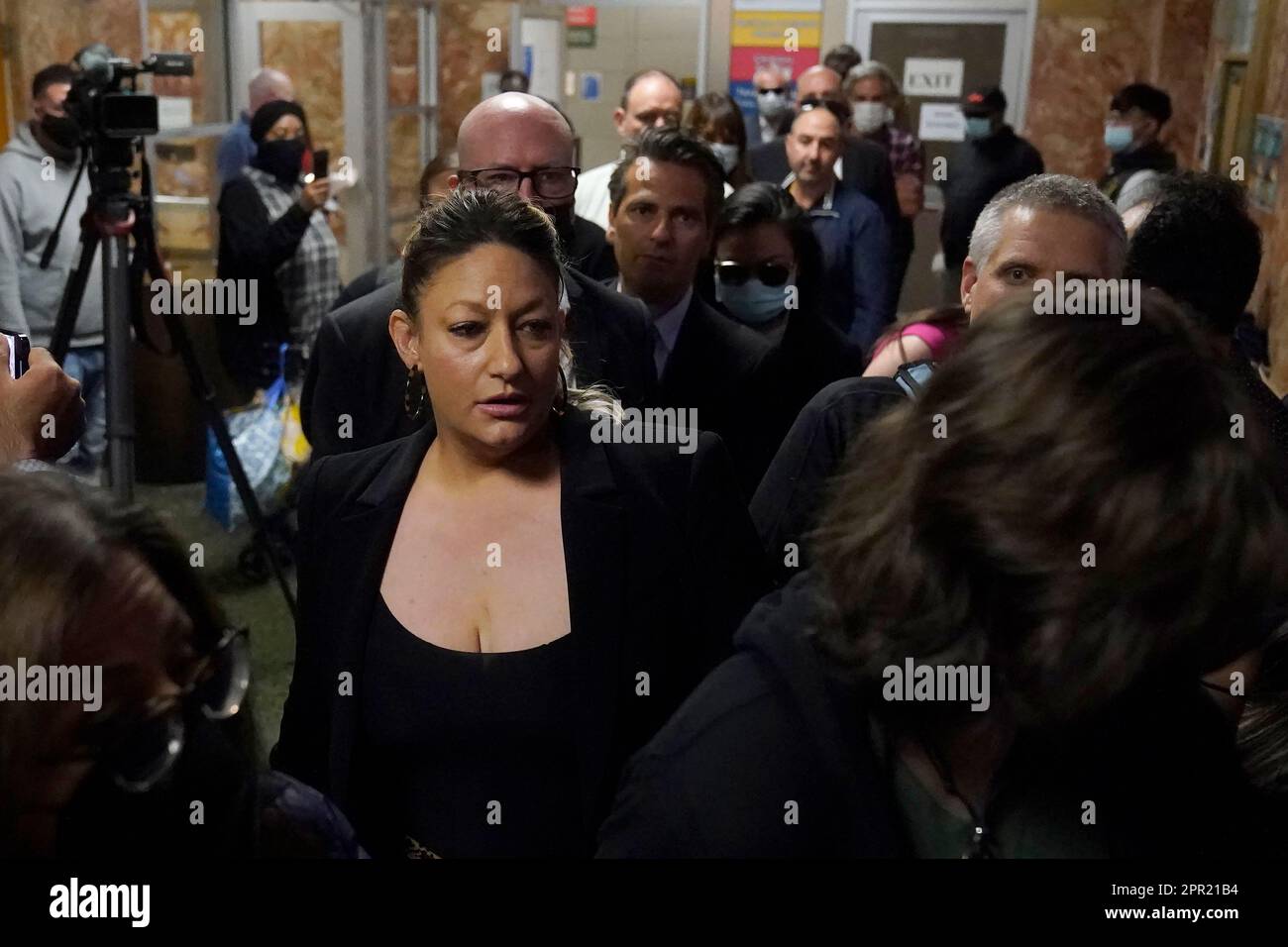 Krista Lee, ex-wife of tech entrepreneur Bob Lee, enters a courtroom ...