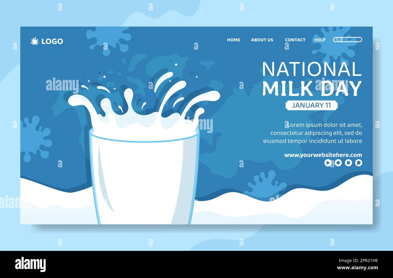 National Milk Day Social Media Landing Page Flat Cartoon Hand Drawn ...