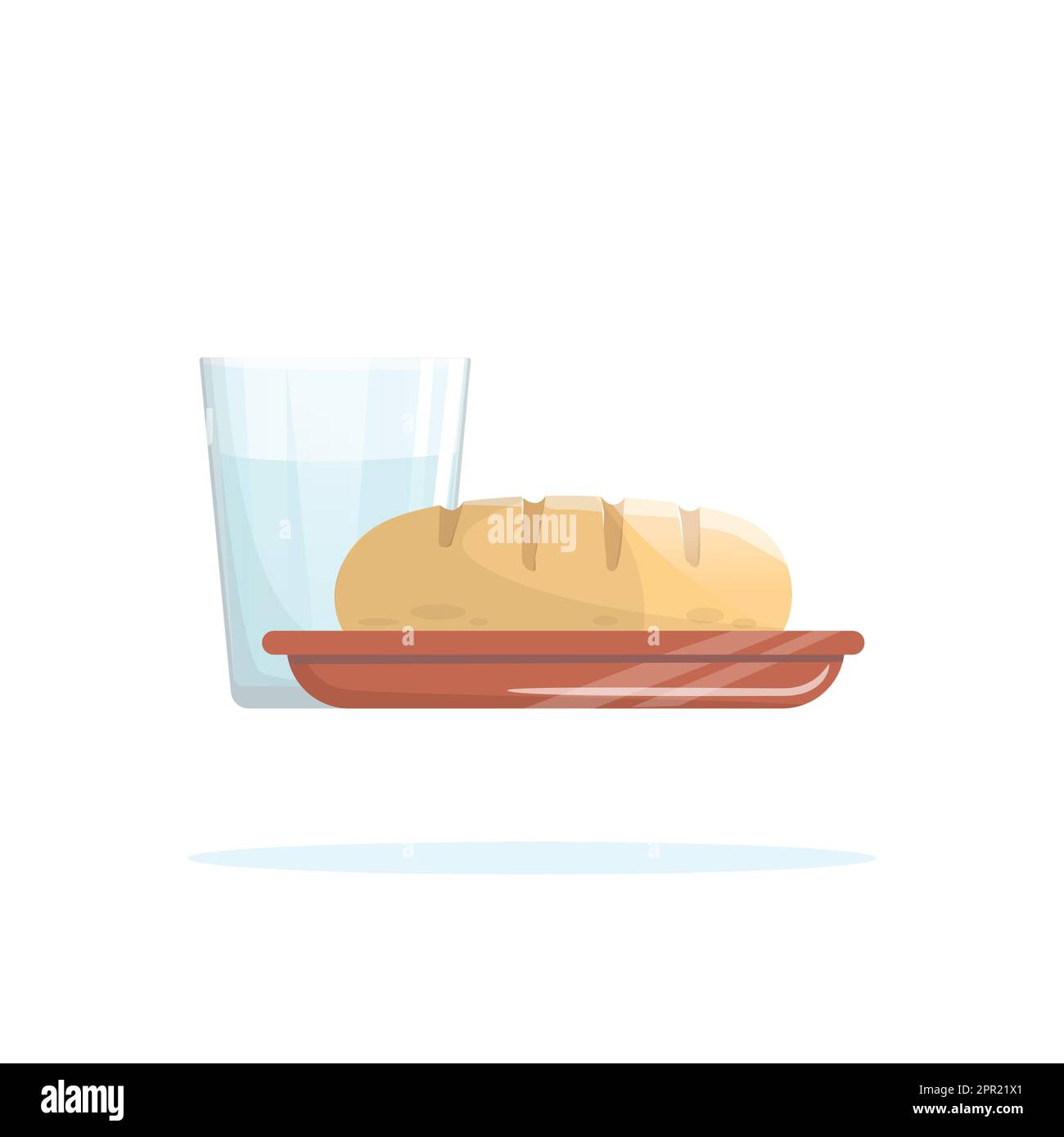 Loaf of bread and glass of water. Fasting concept Stock Vector Image ...