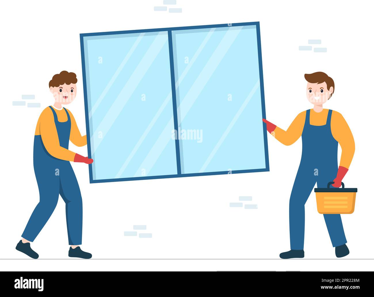 Window and Door Installation Service with Worker for Home Repair and ...