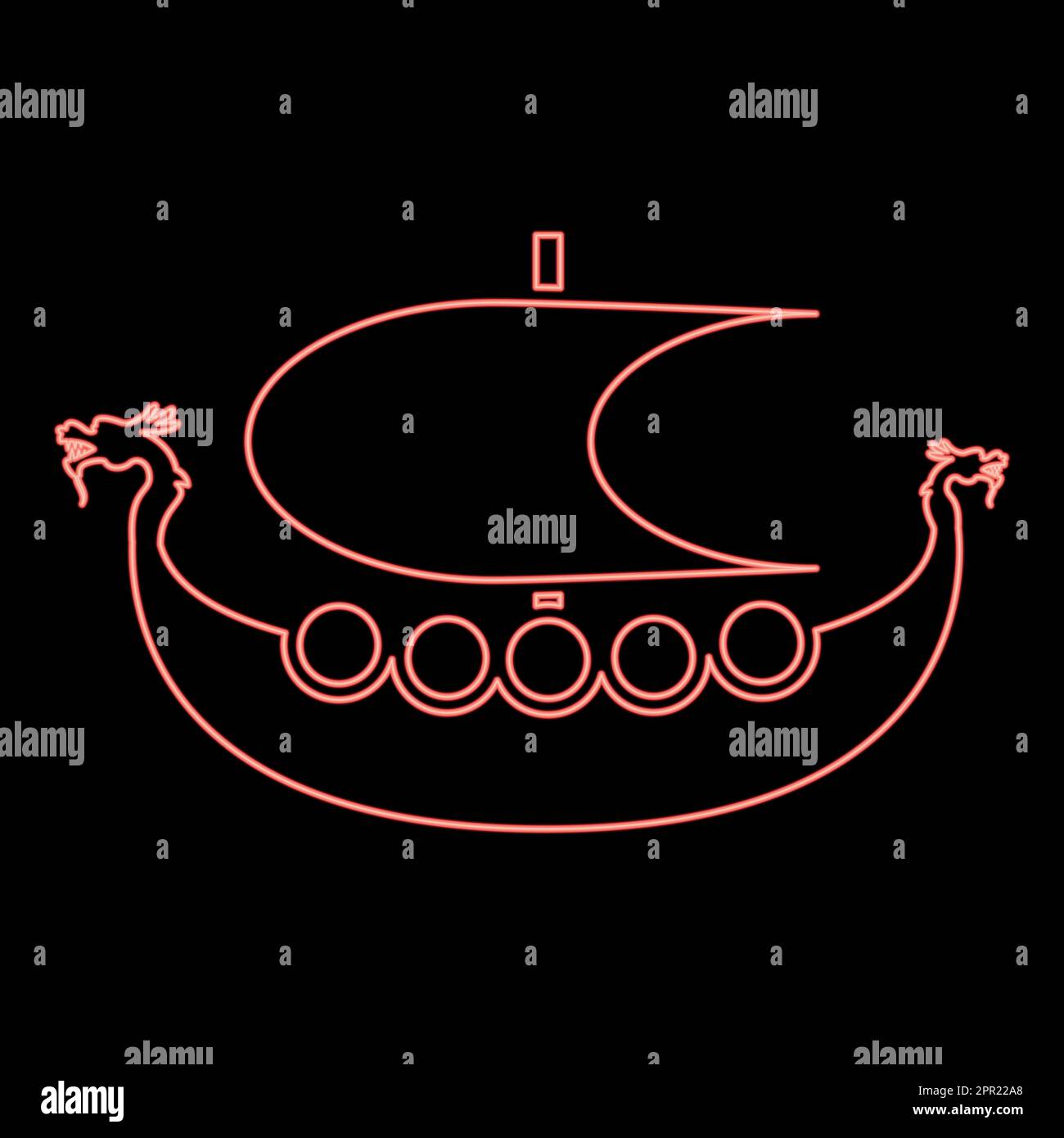 Neon viking drakkar Dracar sailboat Viking's ship Viking boat red color ...