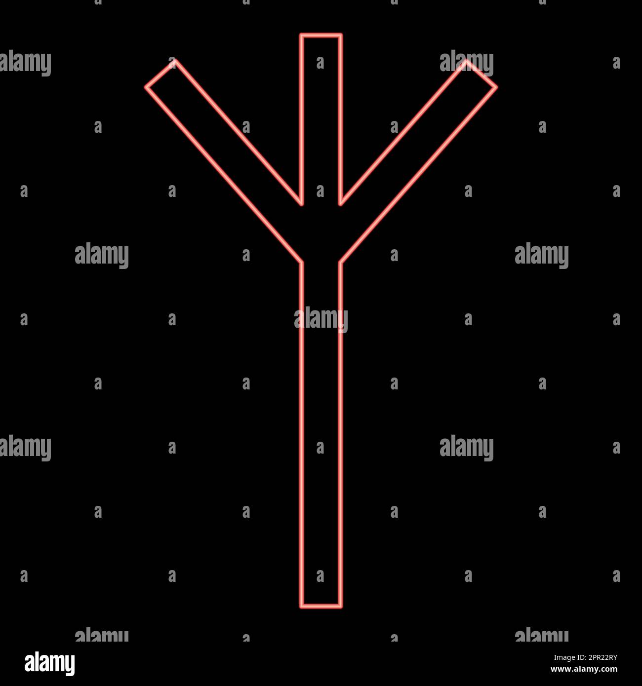 Neon algiz Elgiz rune elk reed defence symbol red color vector ...