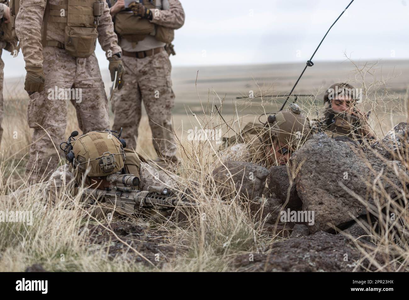 U.S. Marines with 1st Marine Division, coordinate simulated close air ...