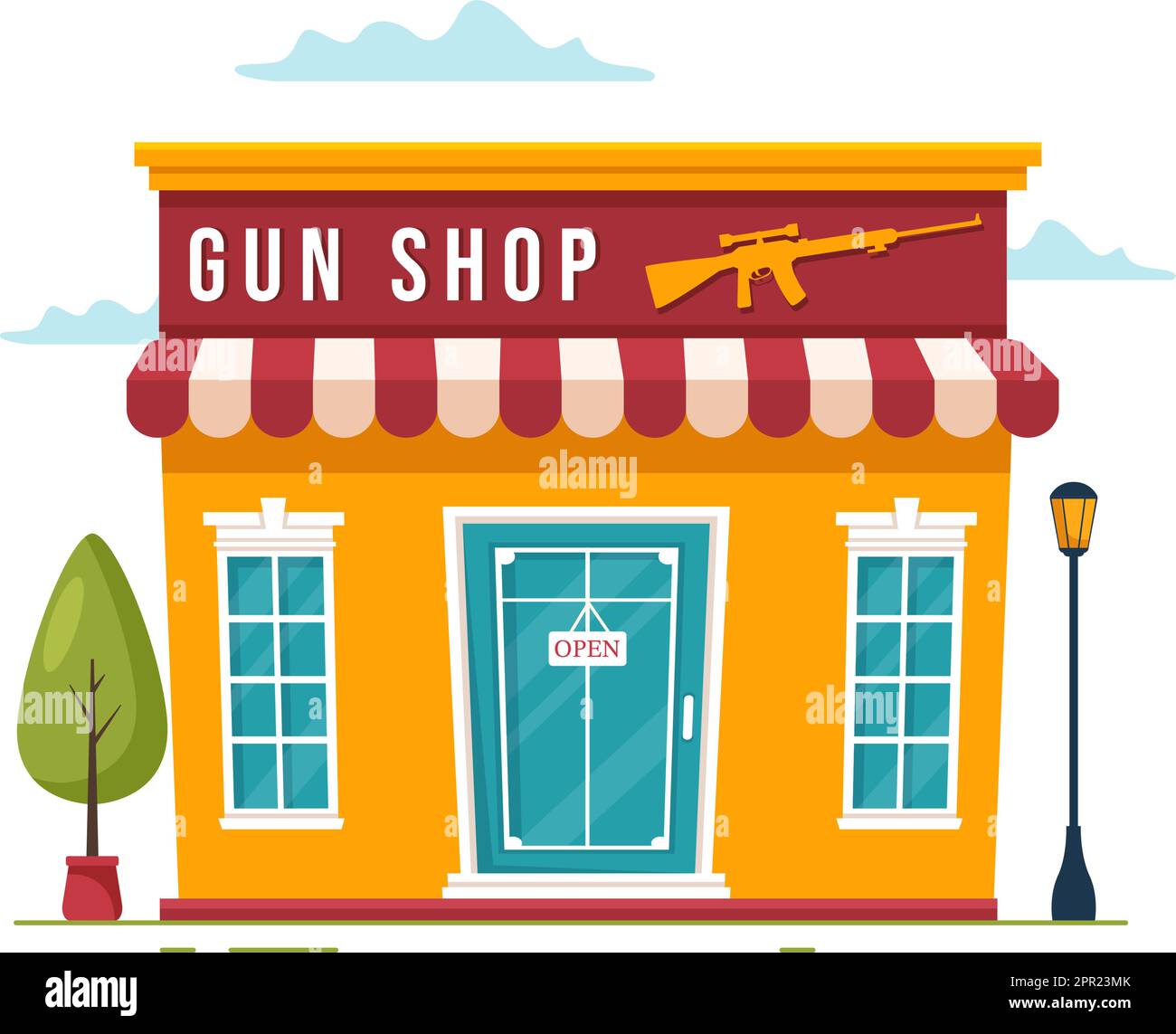 Gun Shop or Hunting with Rifle, Bullet, Weapon and Hunt Equipment in ...