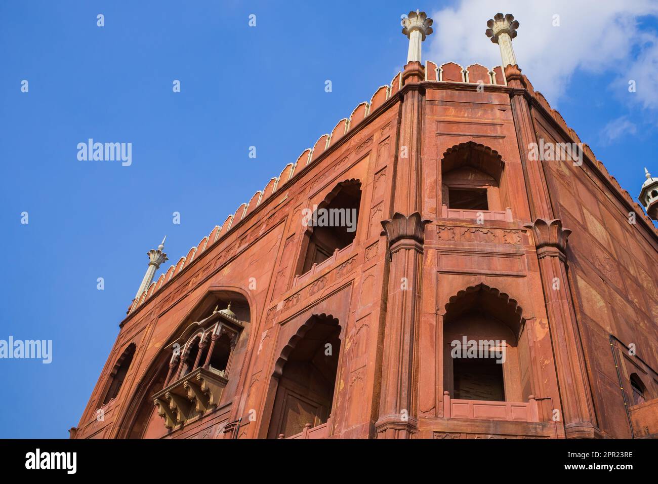 Courtyard entrance gate of jama masjid mosque made of red sandstone and ...
