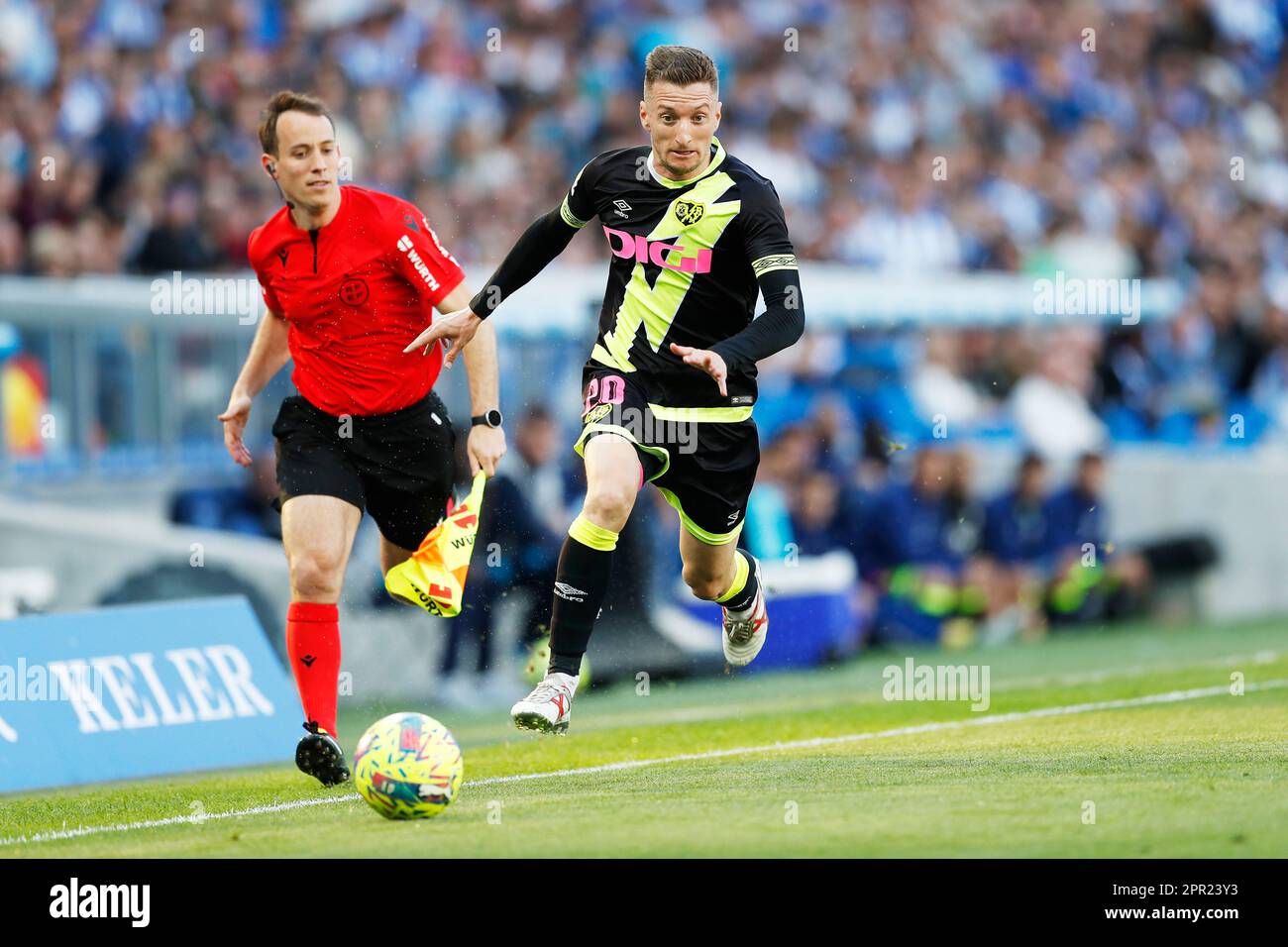 San Sebastian, Spain. Credit: D. 22nd Apr, 2023. Ivan Balliu (Rayo ...