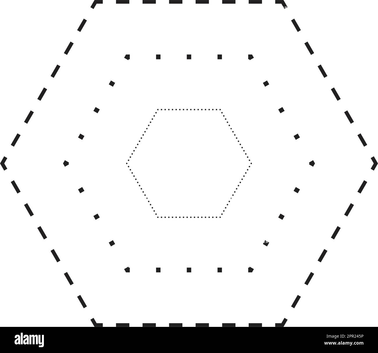 Tracing hexagon shape symbol, dashed and dotted broken line element for ...