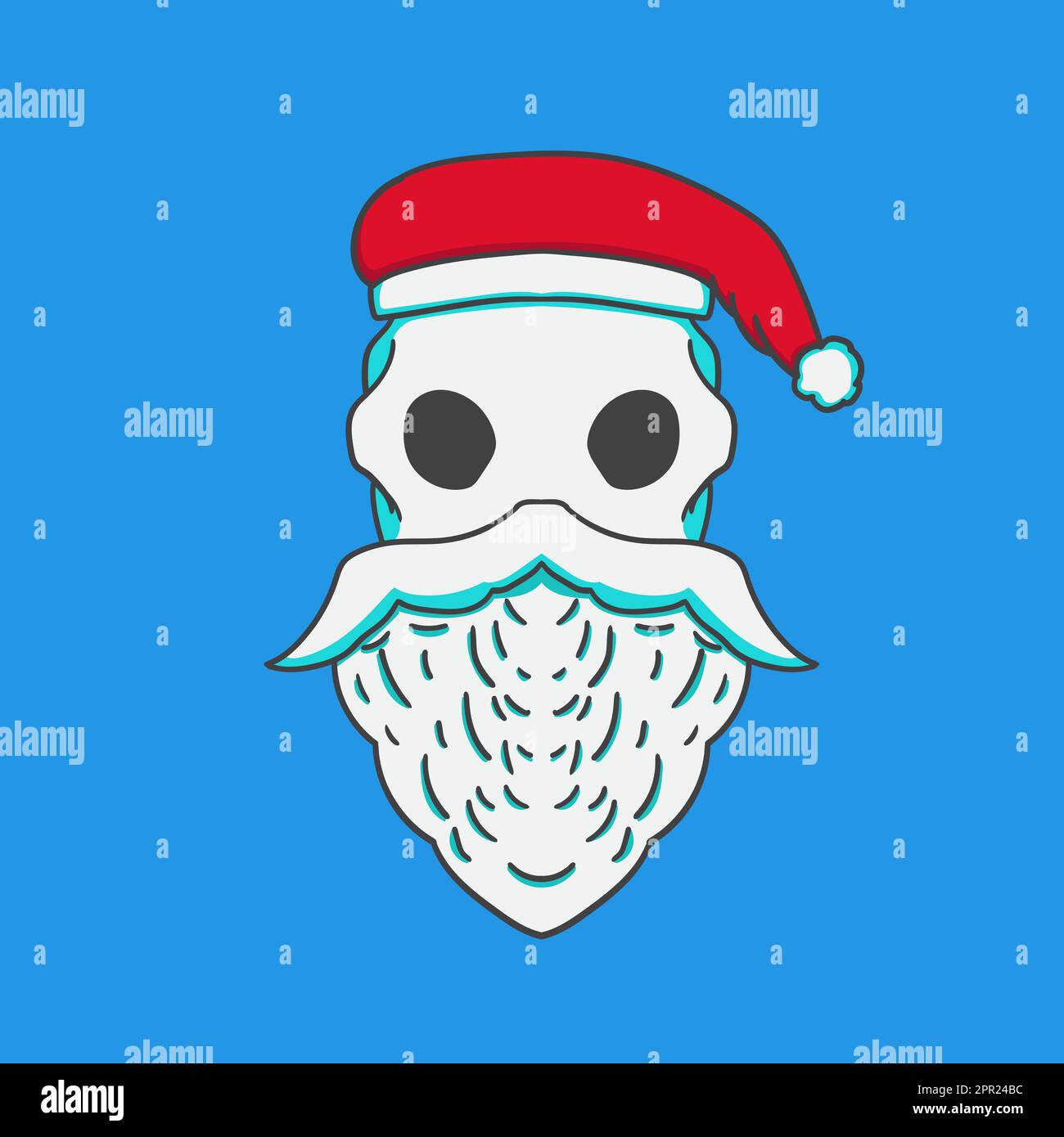 Skull Santa's hand drawn illustration Stock Vector Image & Art - Alamy
