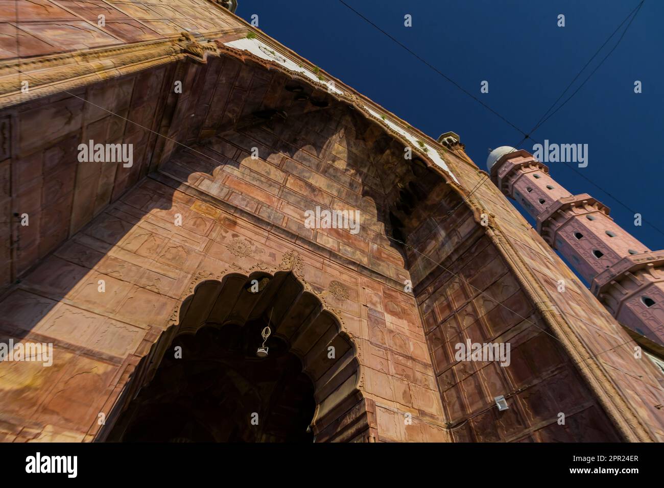 Entrance gate and towers of Taj ul masjid mosque in bhopal. Typical ...
