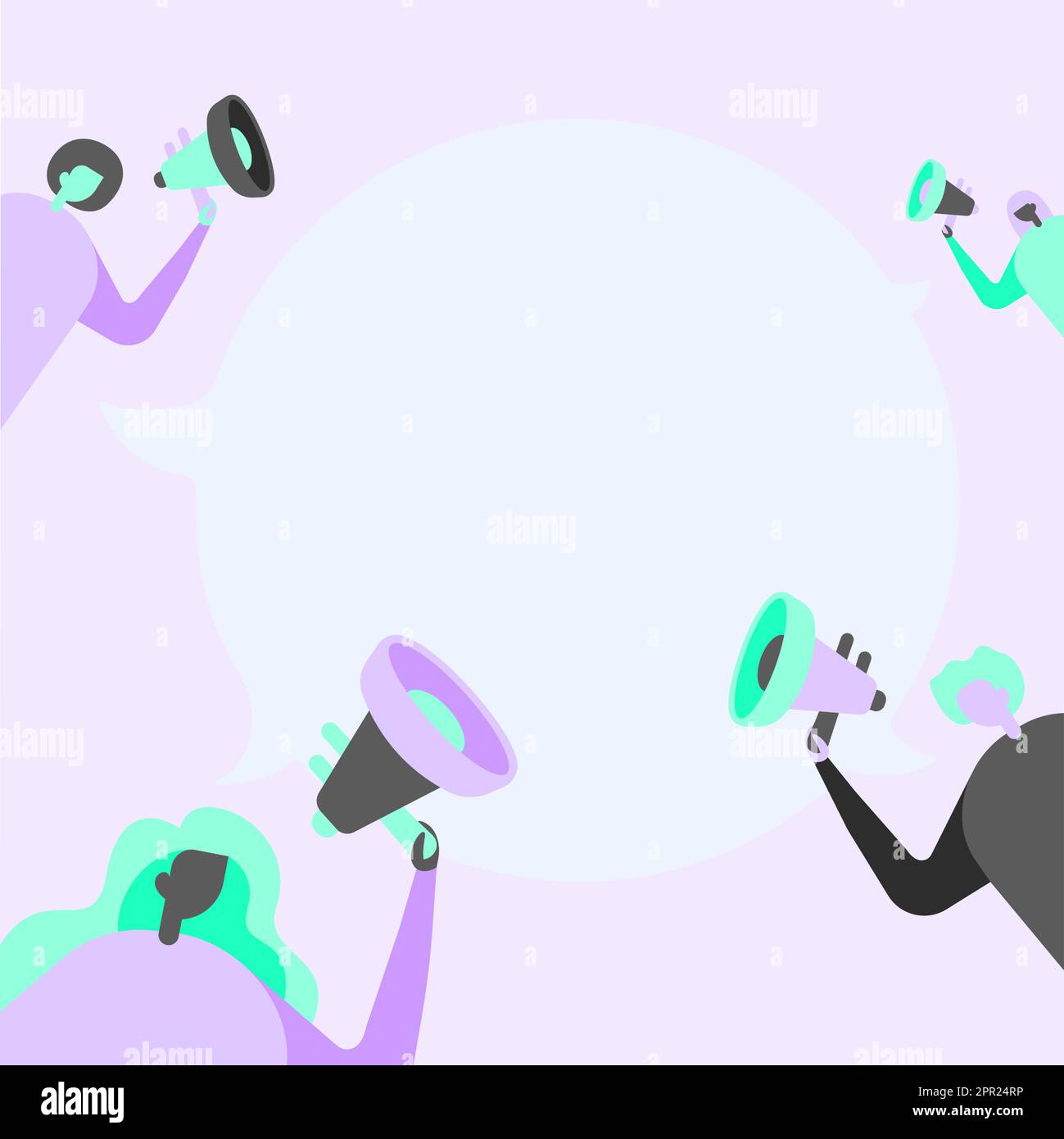 Group Of People Drawing Holding Their Megaphones Talking And Sharing ...