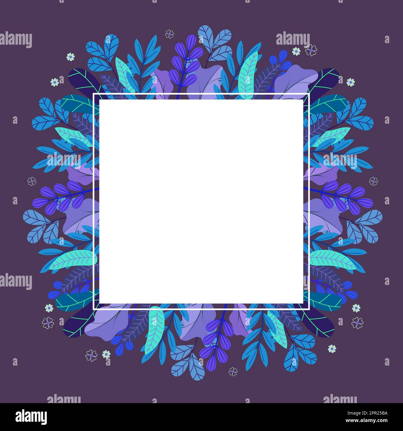 Blank Frame Decorated With Abstract Modernized Forms Flowers And ...