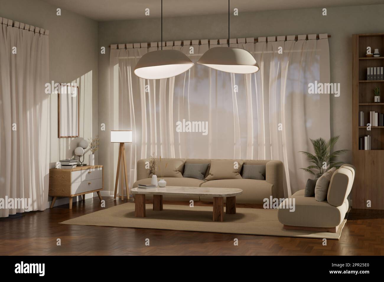 Modern comfortable living room with modern sofa and coffee table near ...