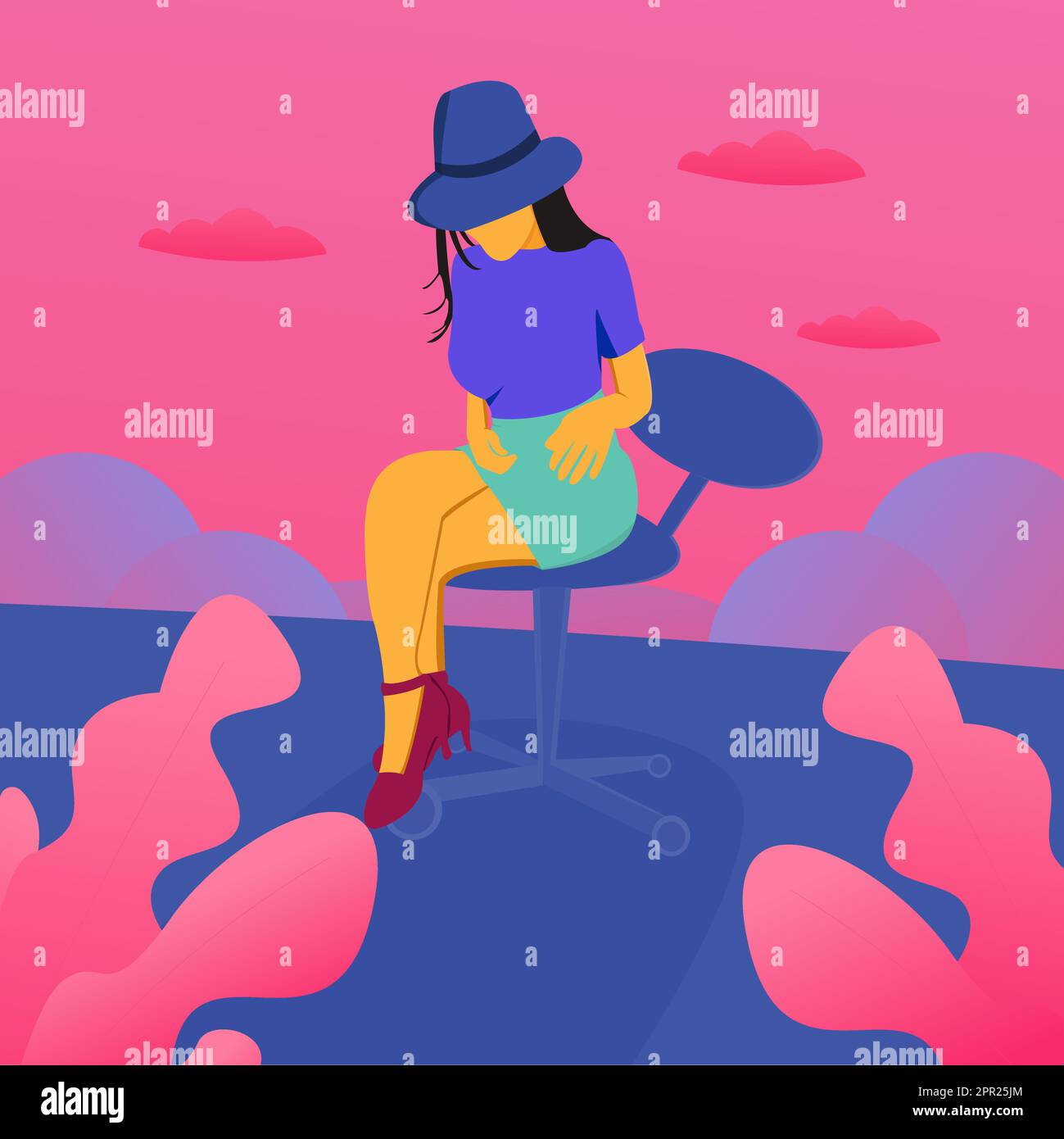 Woman in chair silhouette Stock Vector Images - Alamy