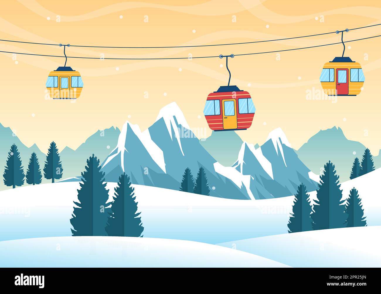 Snowboarding Hand Drawn Cartoon Flat Illustration of People in Winter ...