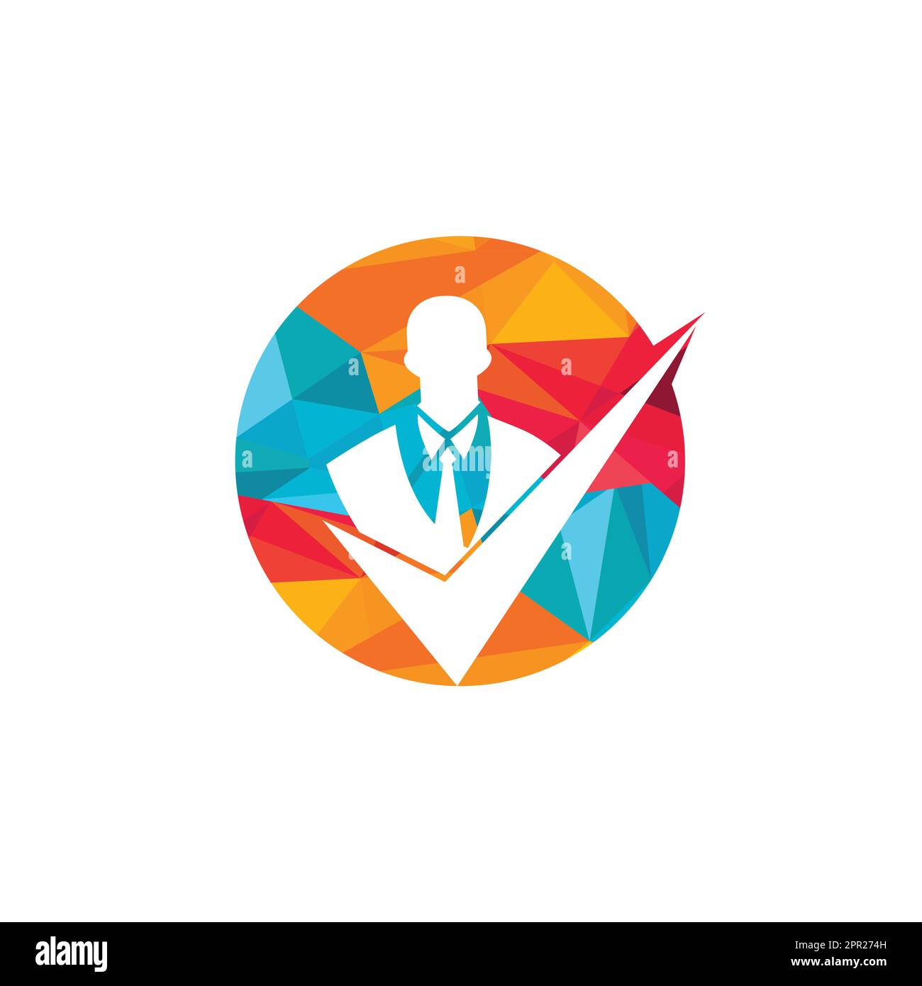 Business solution vector logo design. Businessman with check mark or ...