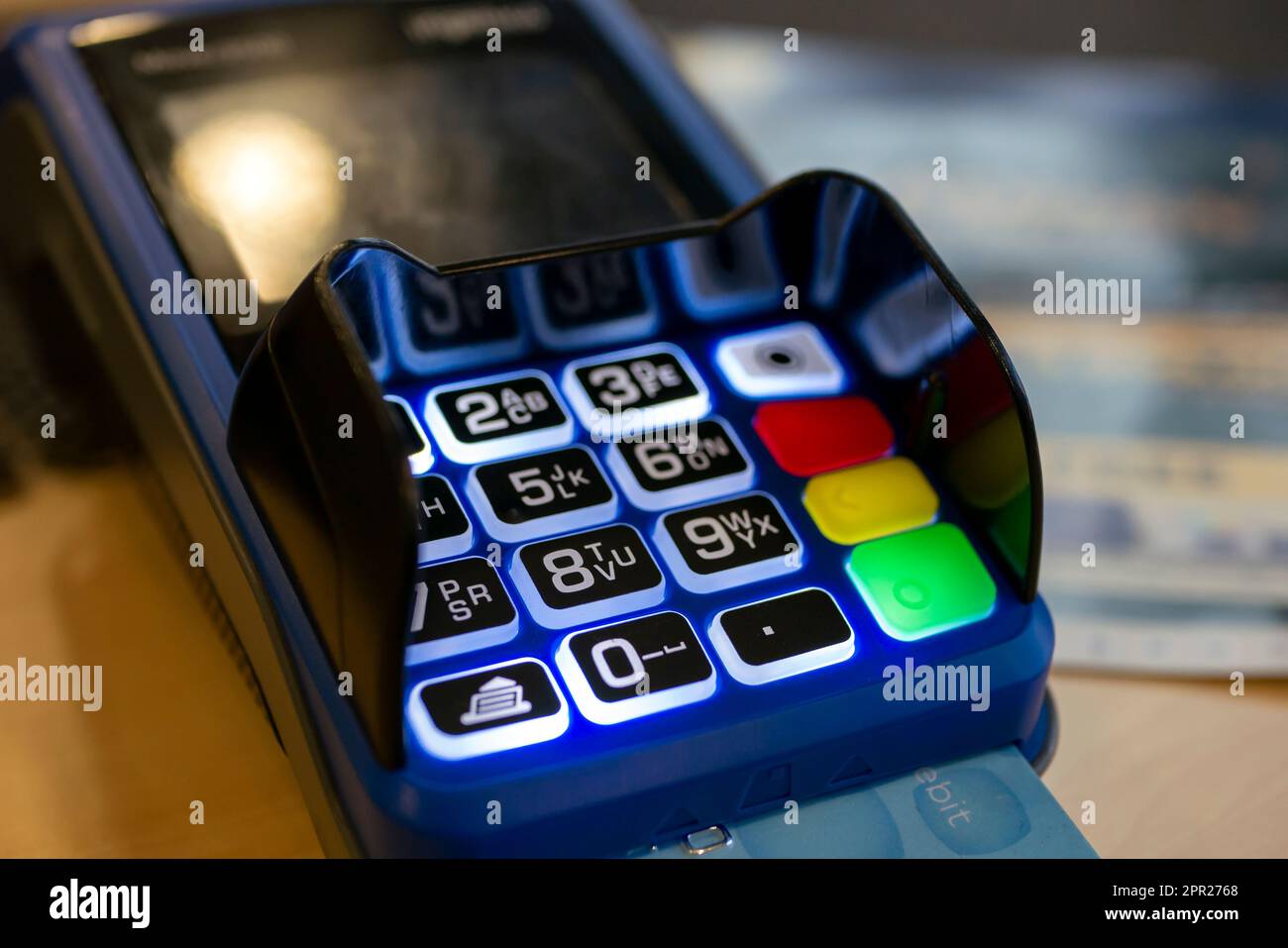 An EDC machine or electronic data capture machine, selected focus Stock ...