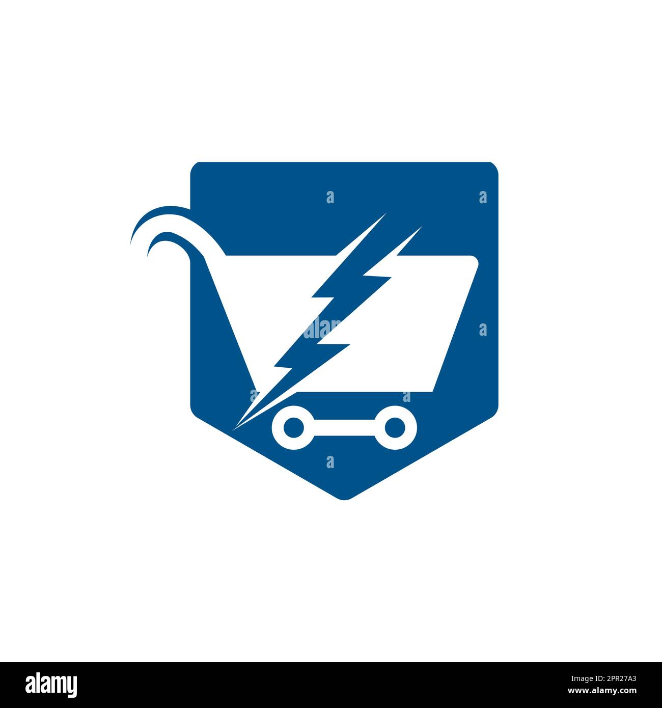 Fast Shopping vector logo design. Shopping cart with flash logo icon ...