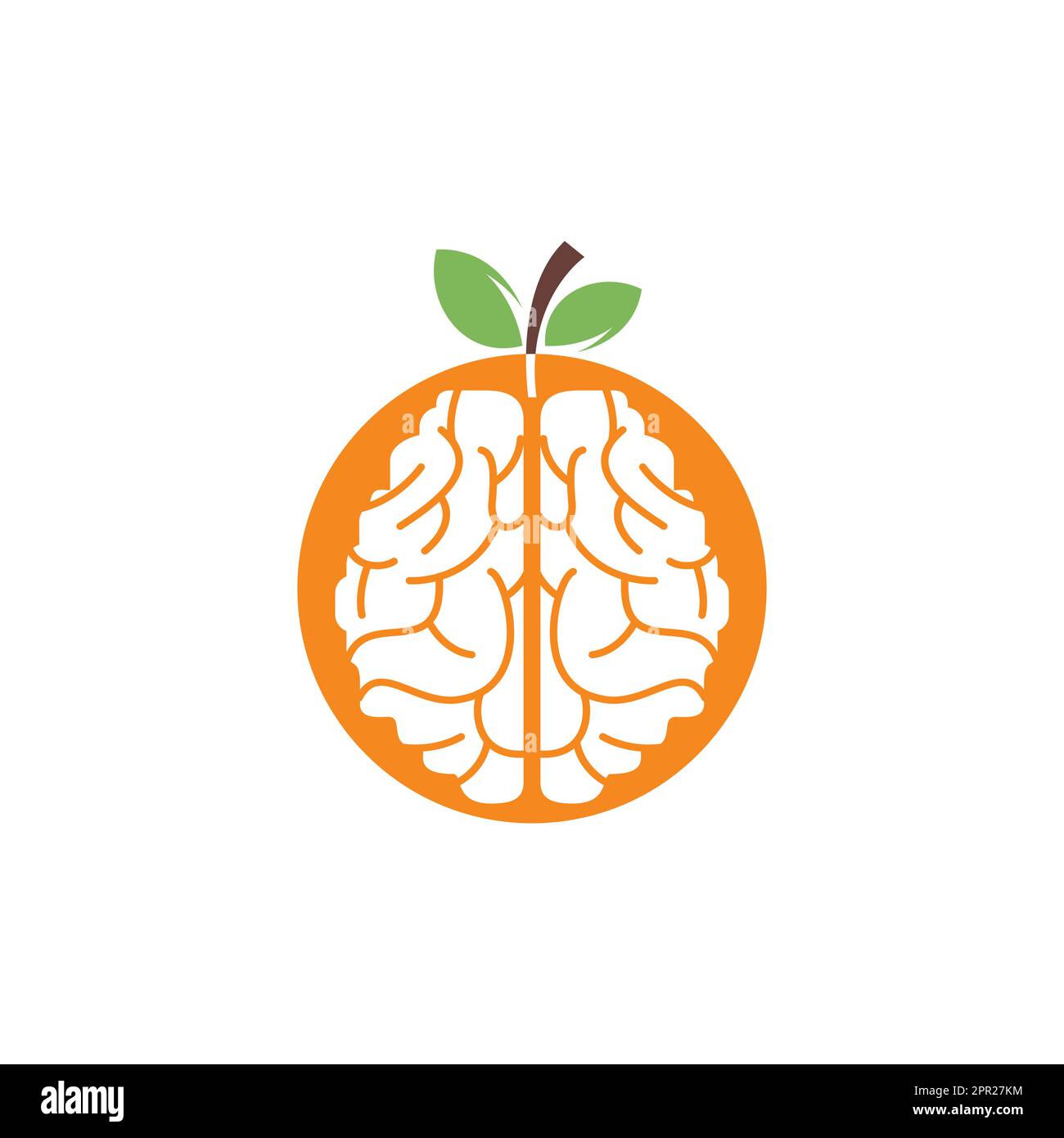 Orange brain vector logo design. Logo of a fruit style brain Stock ...