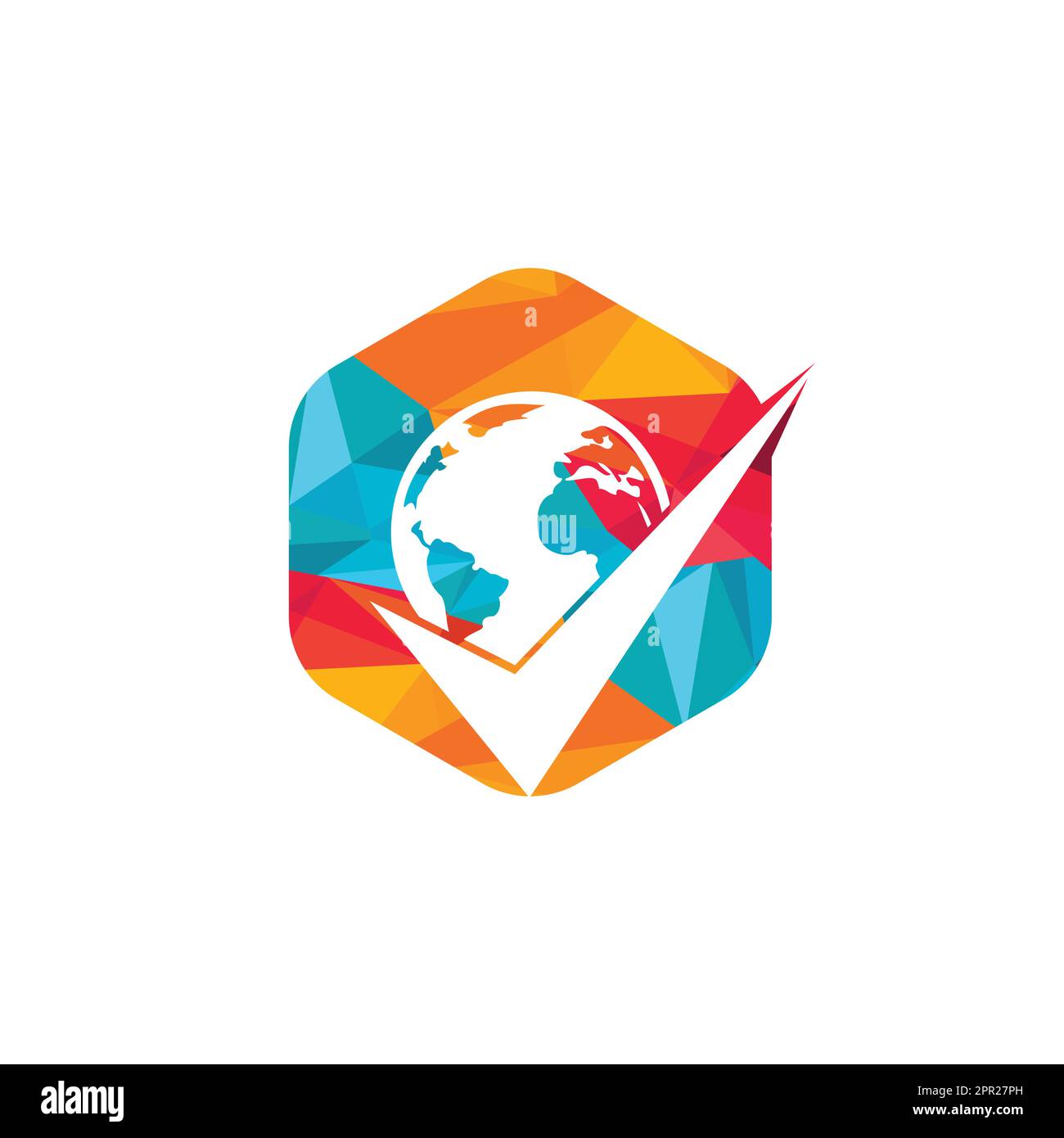 Globe check vector logo design. Tick mark and globe icon design Stock ...