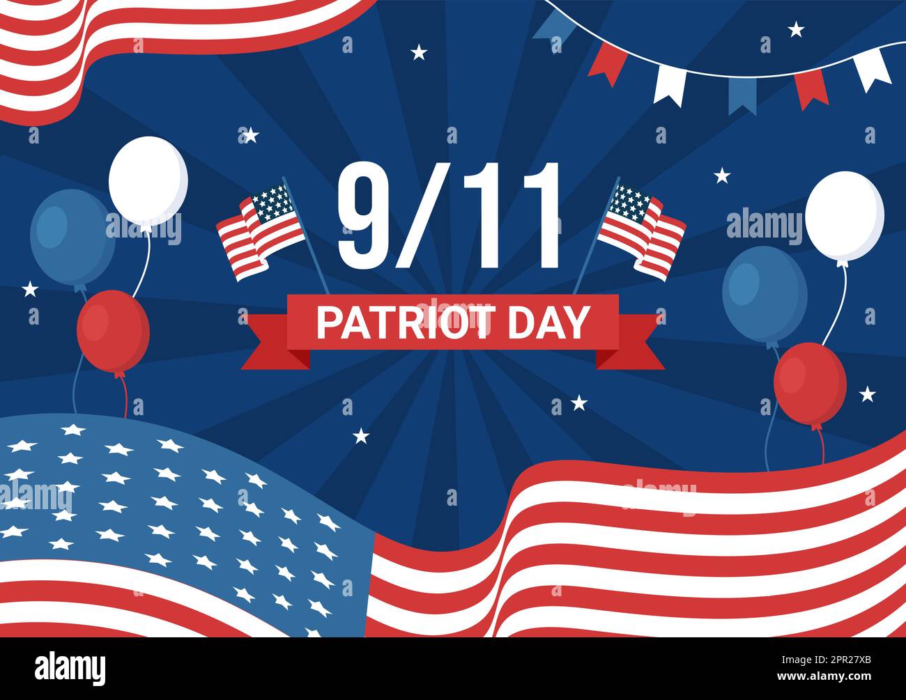 Patriot Day USA Celebration Hand Drawn Cartoon Flat Illustration with ...