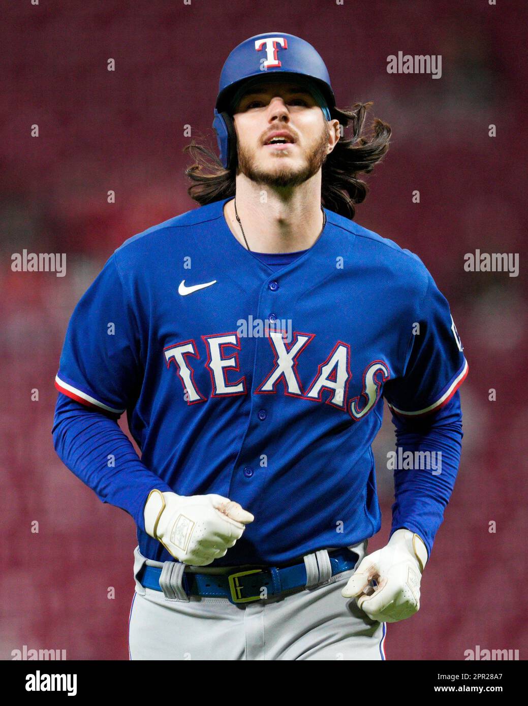 Texas Rangers' Jonah Heim (28) plays in a baseball game against the ...
