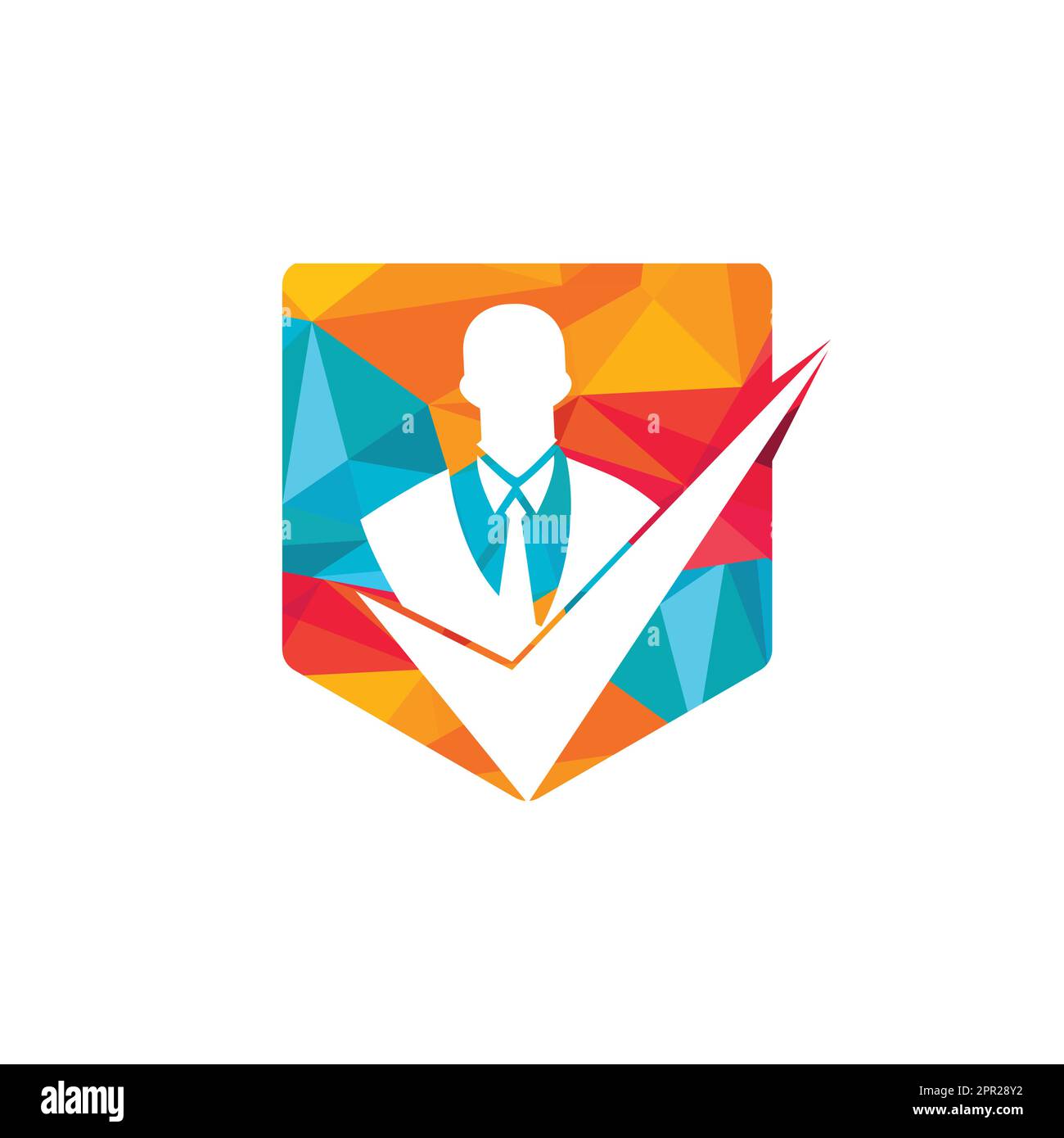 Business solution vector logo design. Businessman with check mark or ...