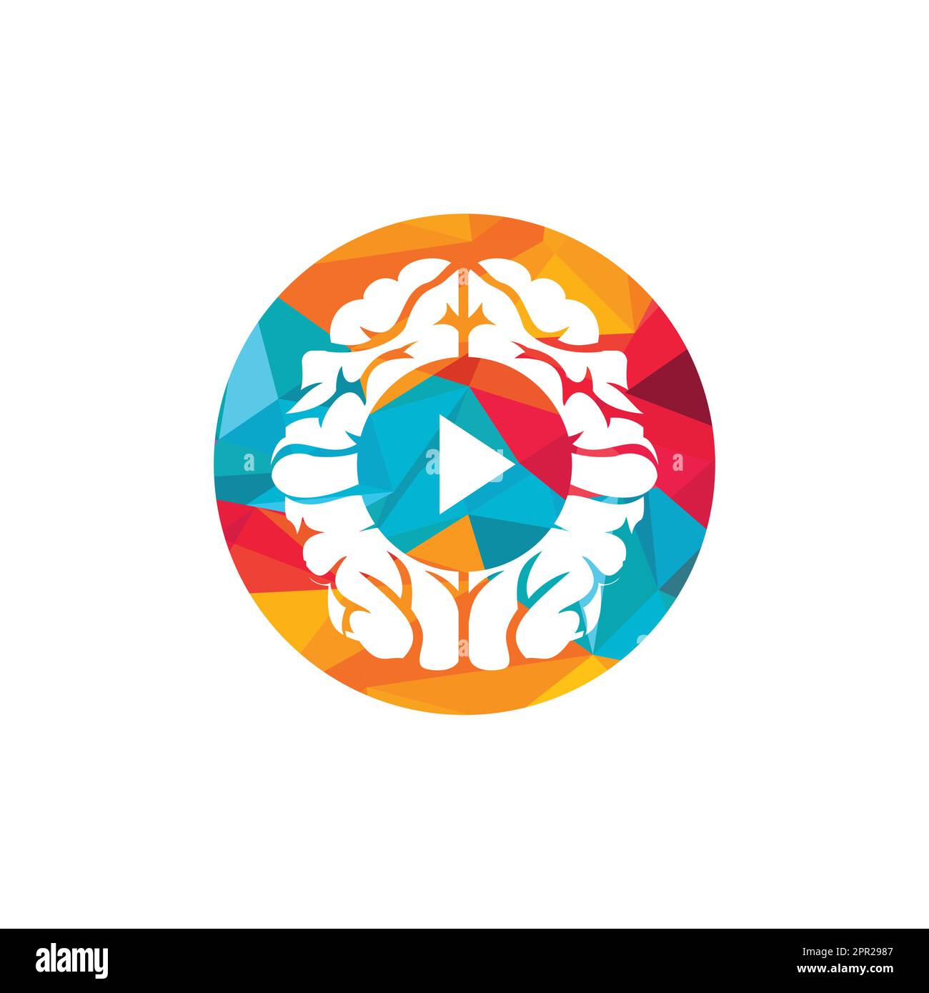 Brain media player vector logo design. Mind play logo template design ...