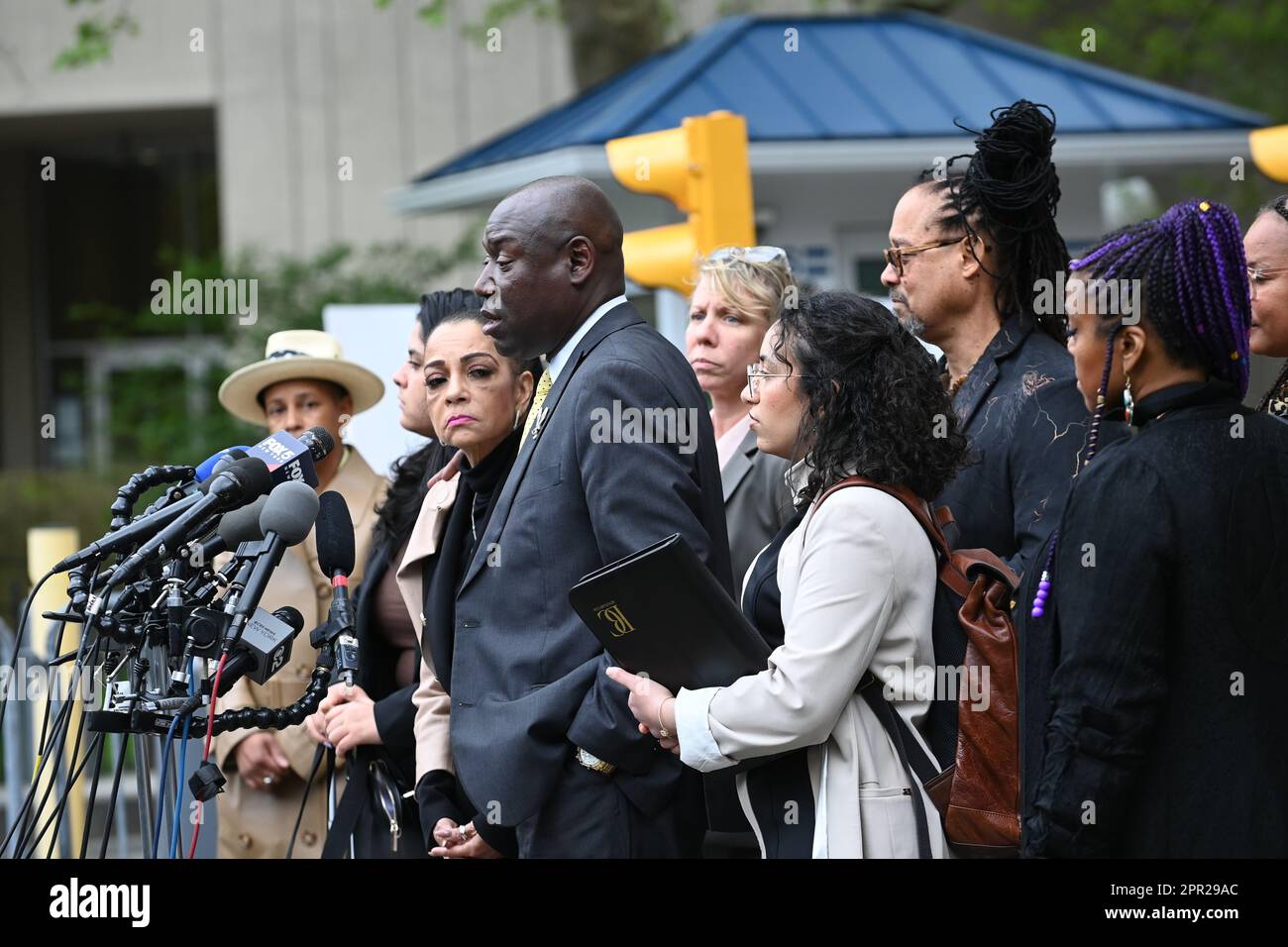 April 25, 2023, New York, New York, USA: The family members of Marvin ...