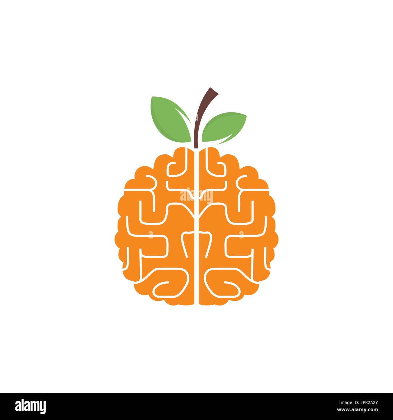 Orange brain vector logo design. Logo of a fruit style brain Stock ...
