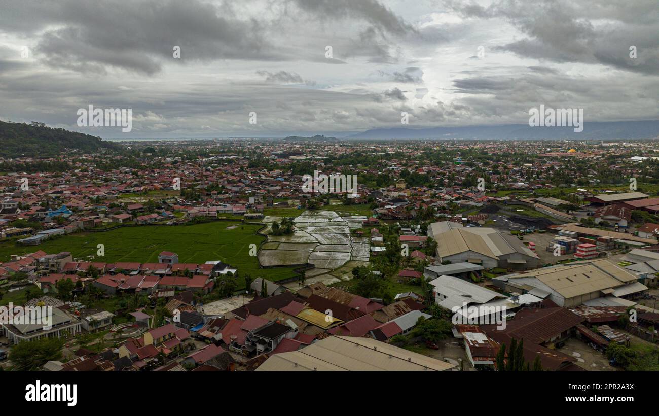 Padang city with residential areas and houses. Sumatra, Indonesia Stock ...