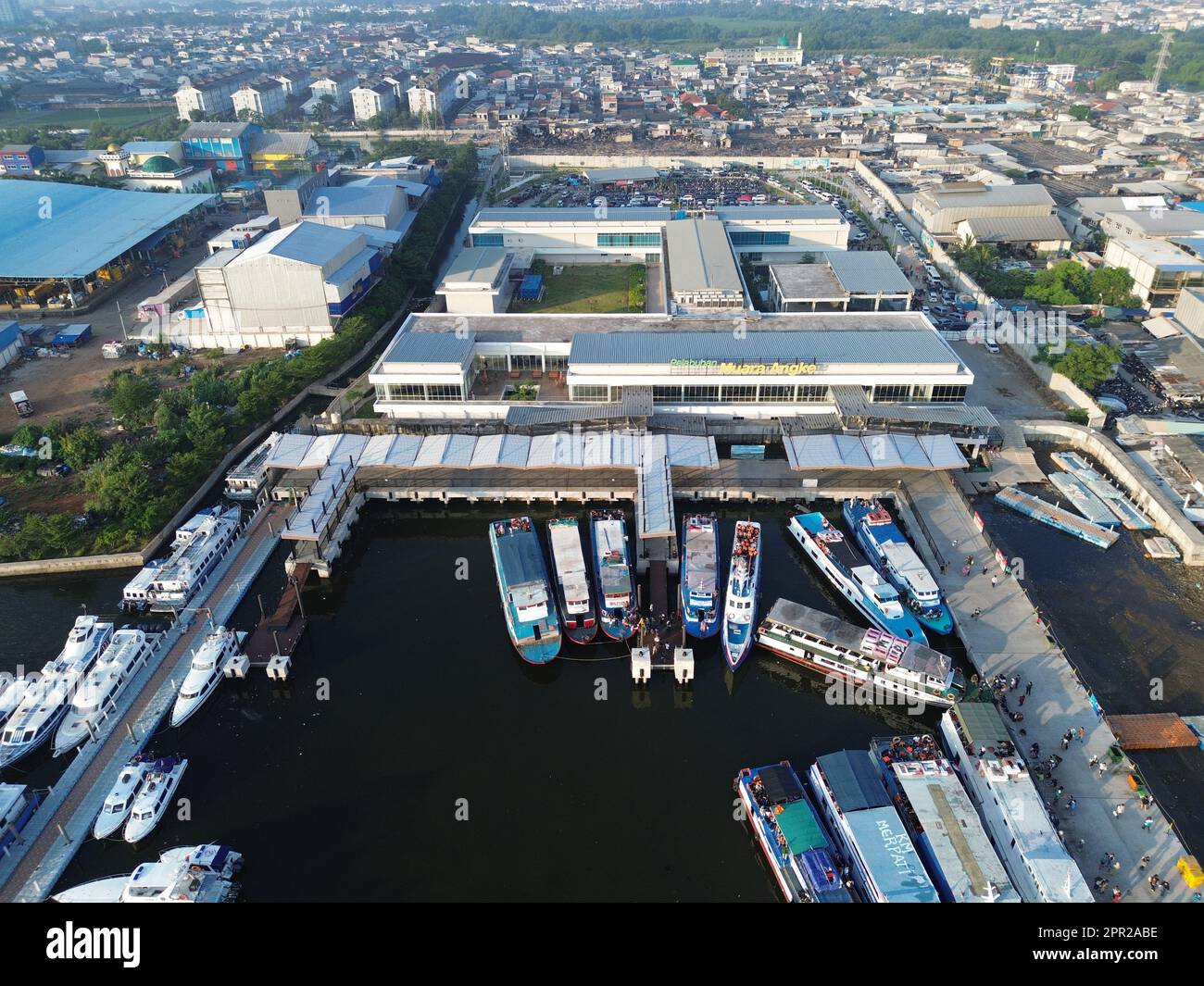 April, 24 2023, Muara Angke Harbor with several passenger ships and the ...