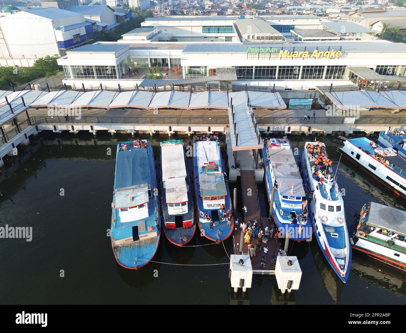 April, 24 2023, several fast passenger boats lined up off the coast of ...