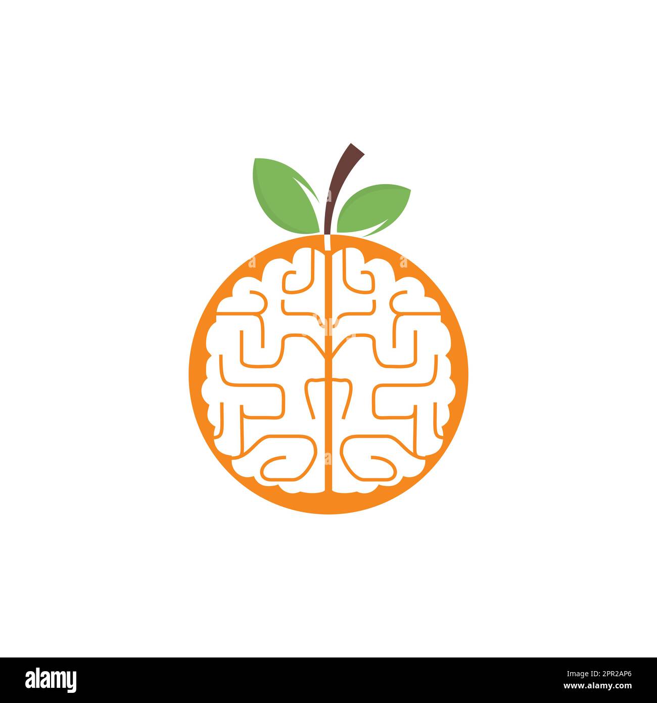 Orange brain vector logo design. Logo of a fruit style brain Stock ...