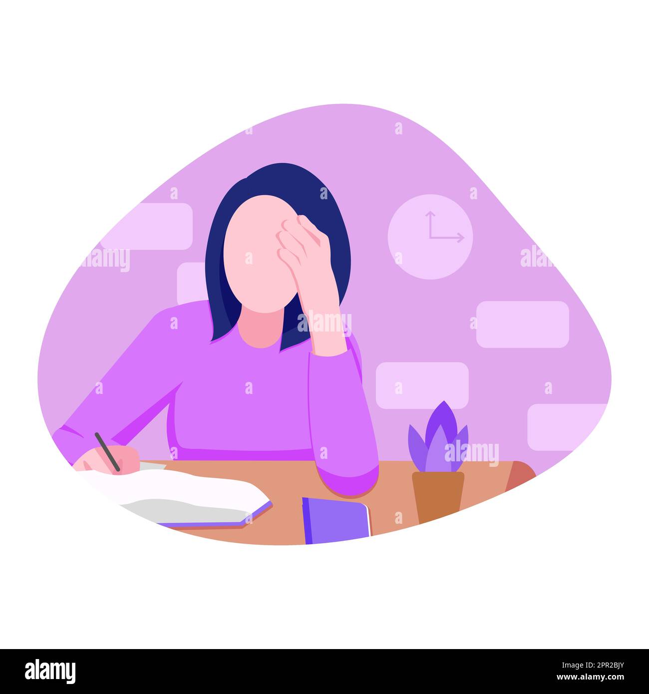Illustration vector of an employee who is dizzy because the work is ...