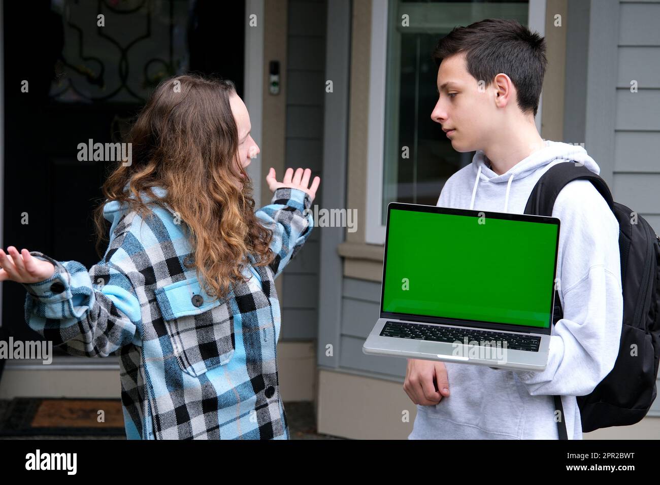 Laptop chromakey girl hi-res stock photography and images - Alamy