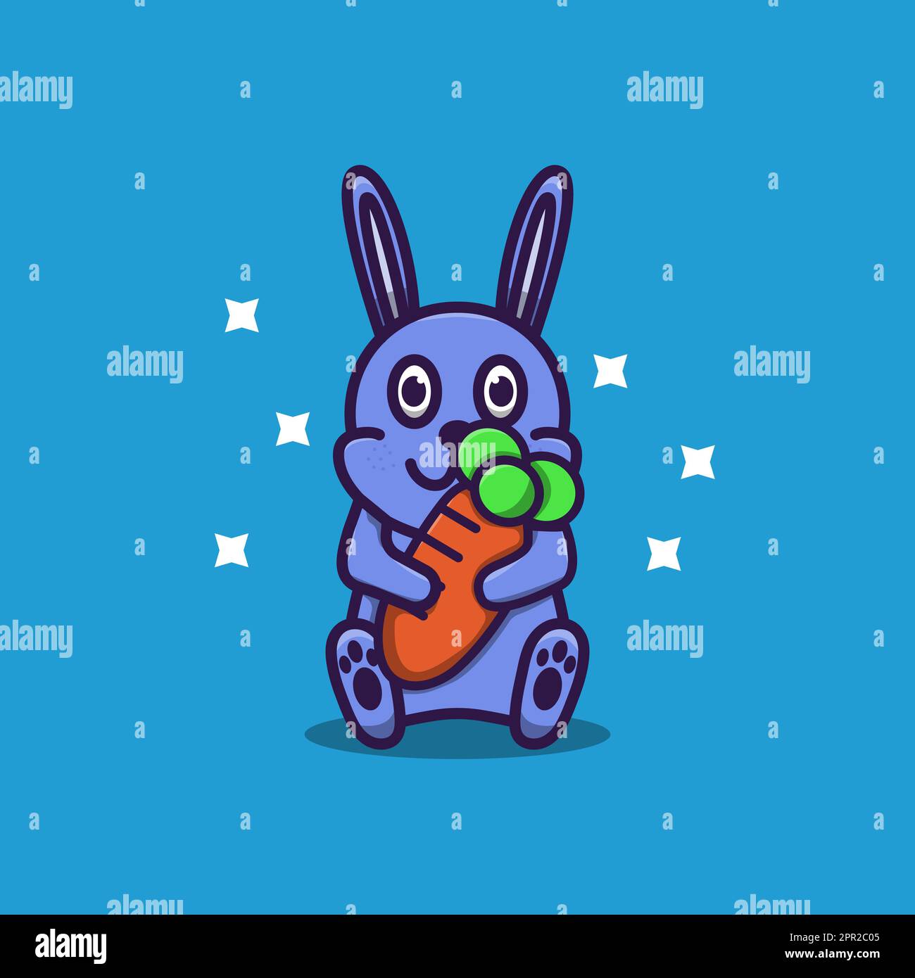 vector illustration of cute bunny like carrots Stock Vector Image & Art ...