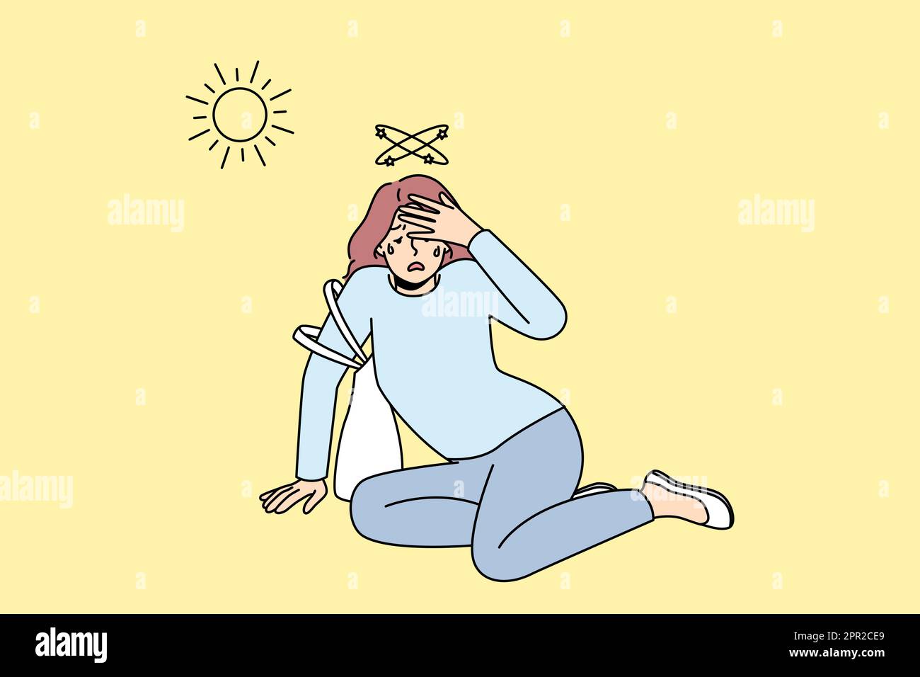 Unhealthy woman suffer from heatstroke outside Stock Vector Image & Art ...