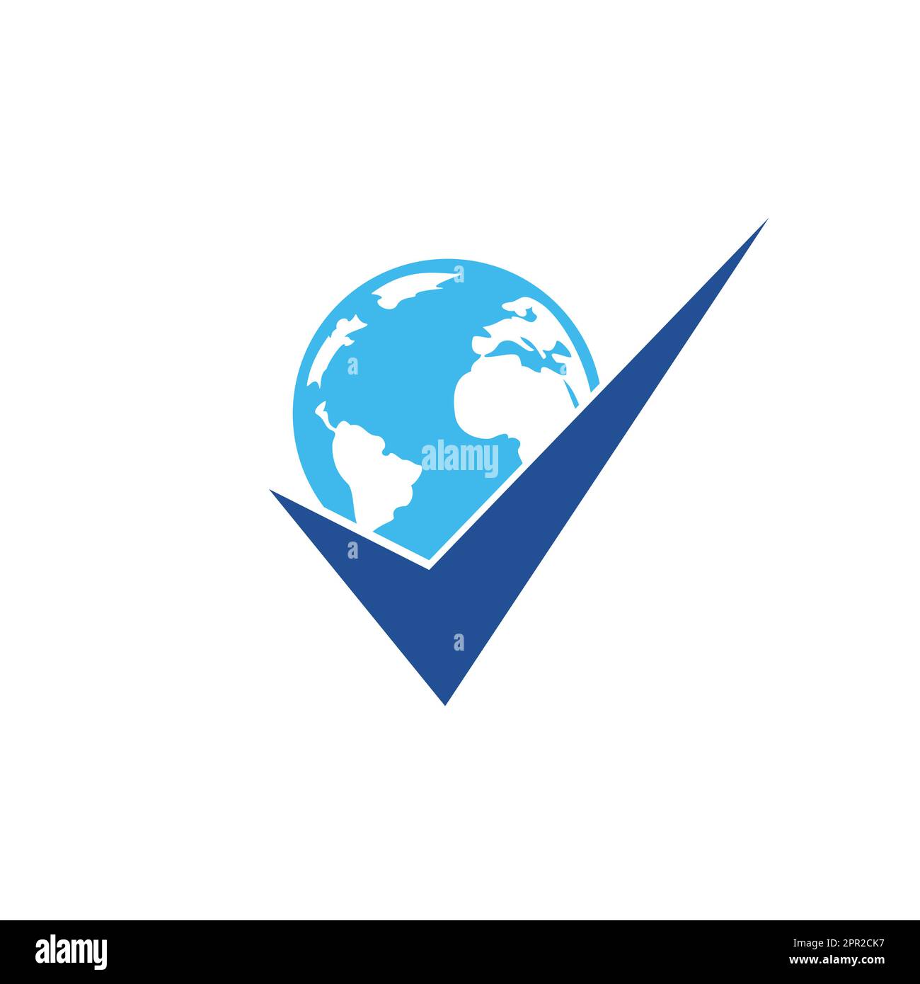 Globe check vector logo design. Tick mark and globe icon design Stock ...