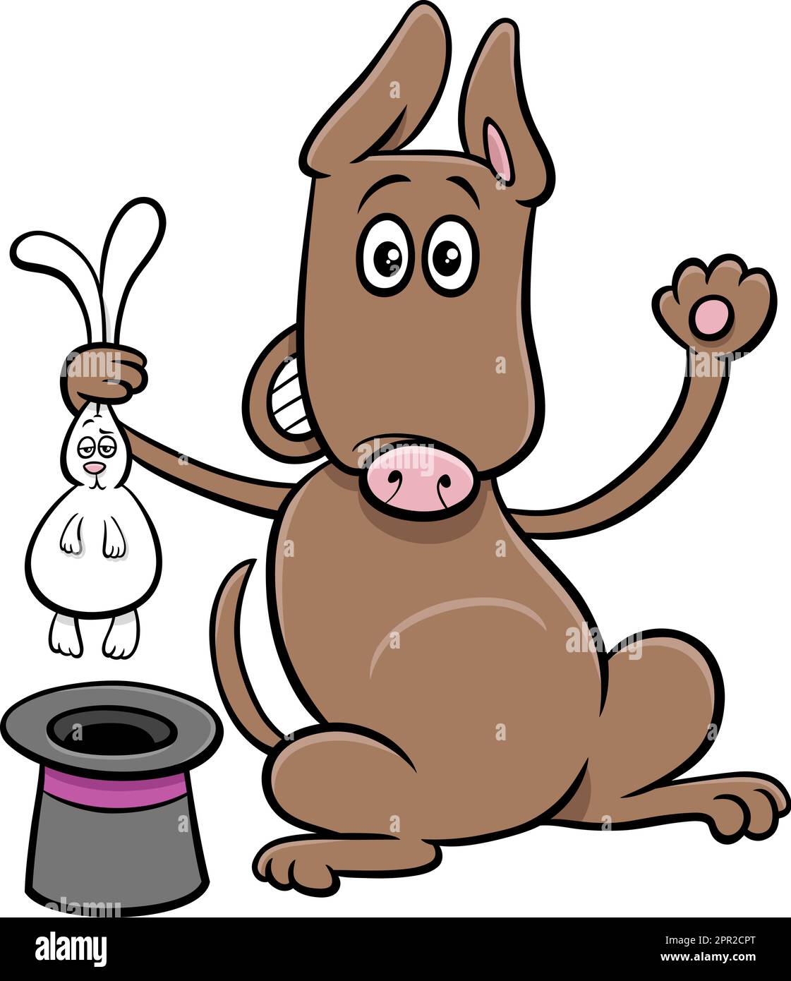 cartoon magician dog pulling a rabbit out of a top hat Stock Vector ...