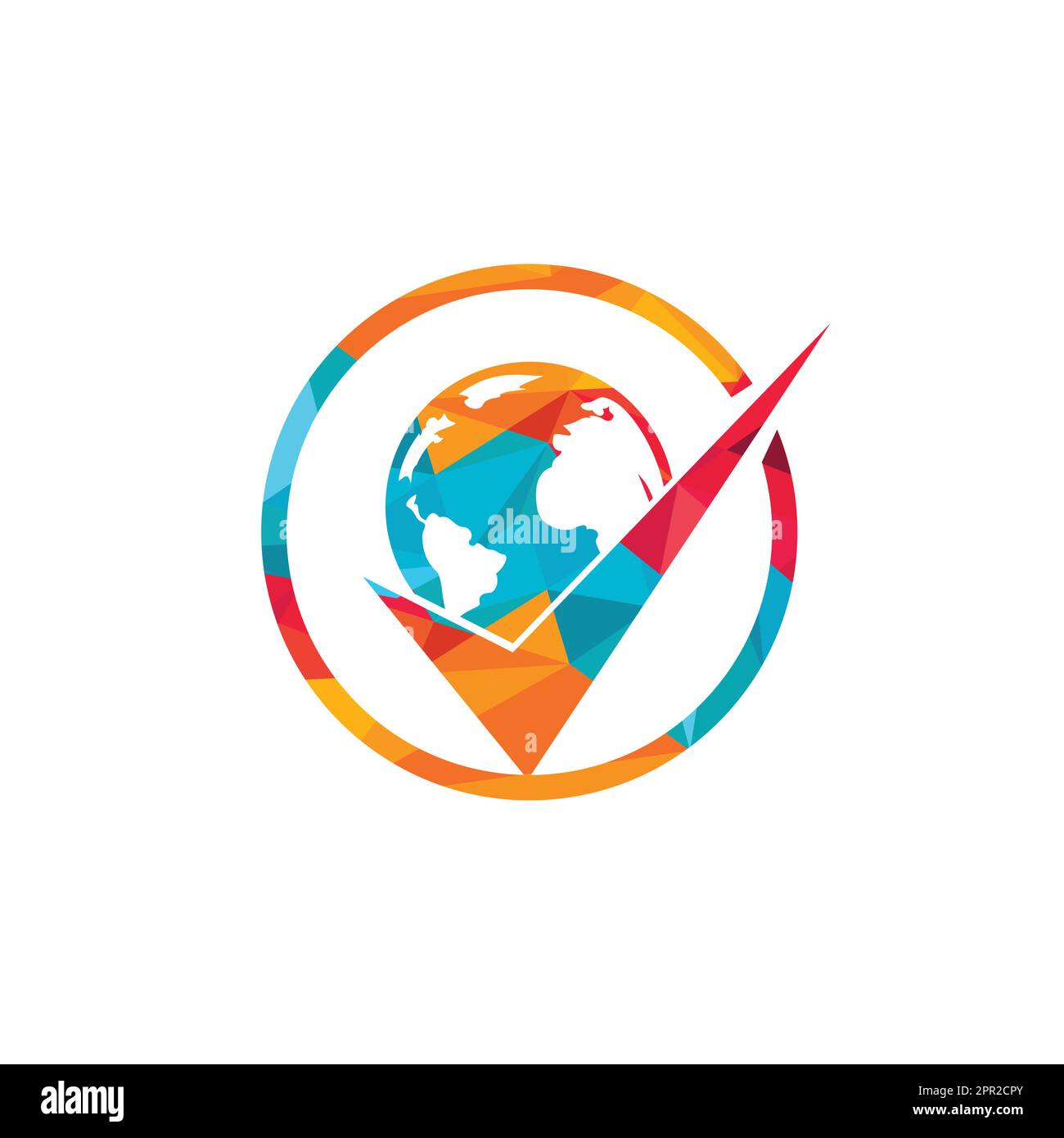 Globe check vector logo design. Tick mark and globe icon design Stock ...