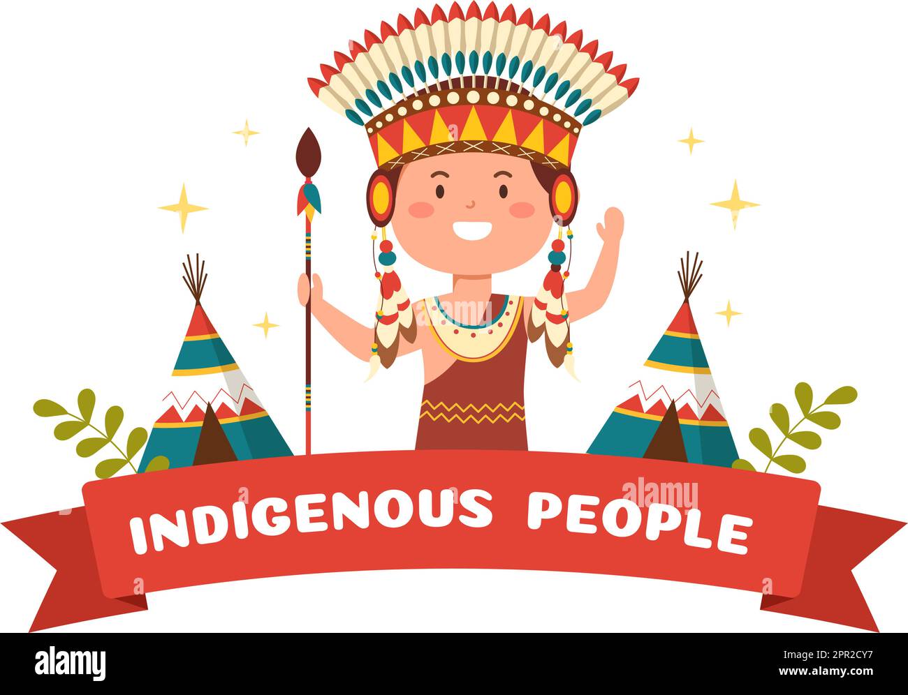 Worlds Indigenous Peoples Day on August 9 Hand Drawn Cartoon Flat ...