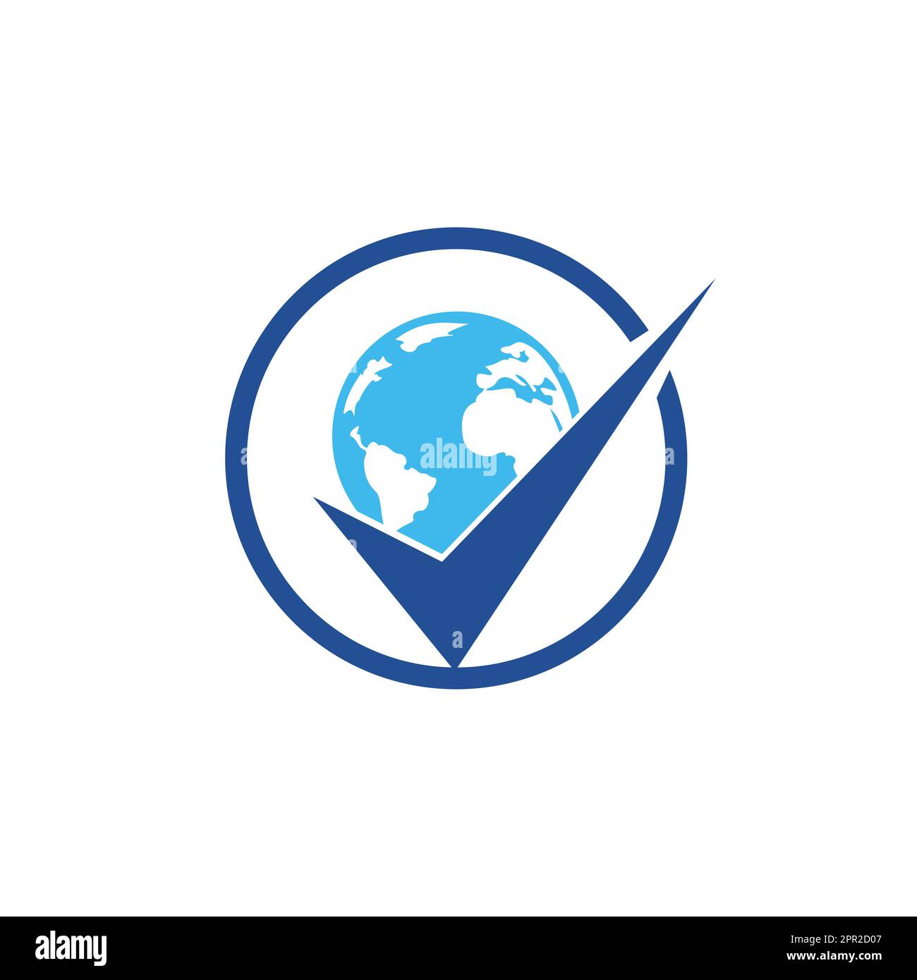 Globe check vector logo design. Tick mark and globe icon design Stock ...
